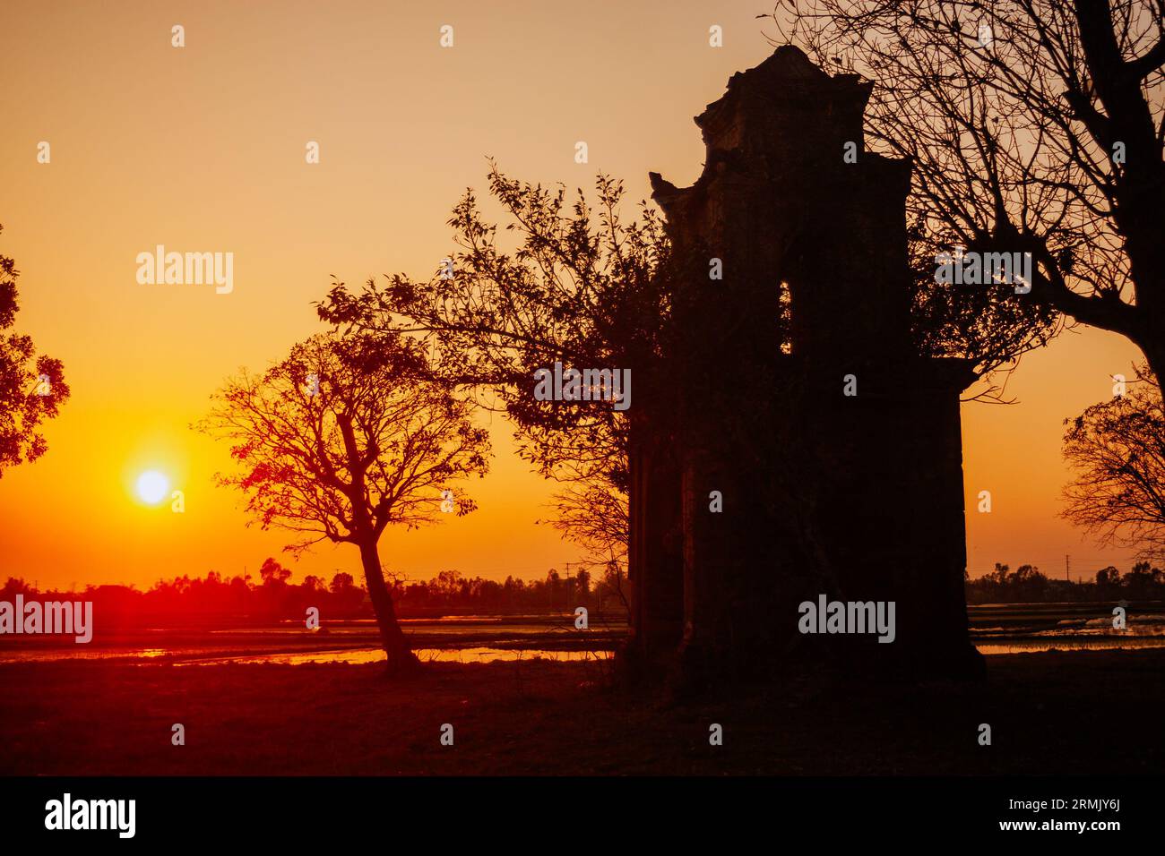 Sunset on an old relic in Ha Tinh Vietnam a relic called Van Thanh an ...