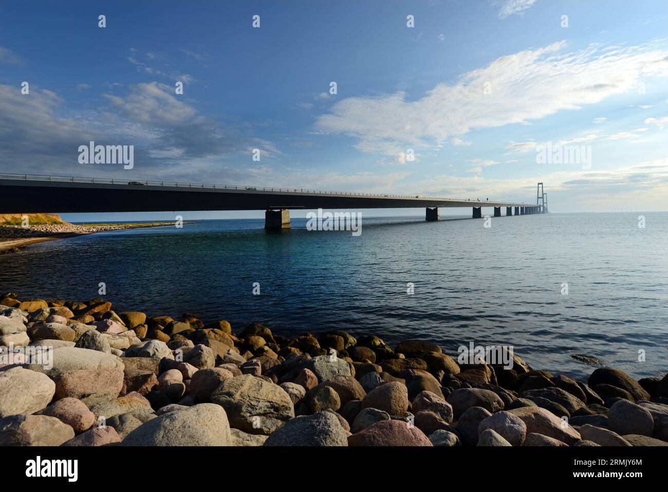 Coastal landscapes with a view of the Great Belt Bridge ...