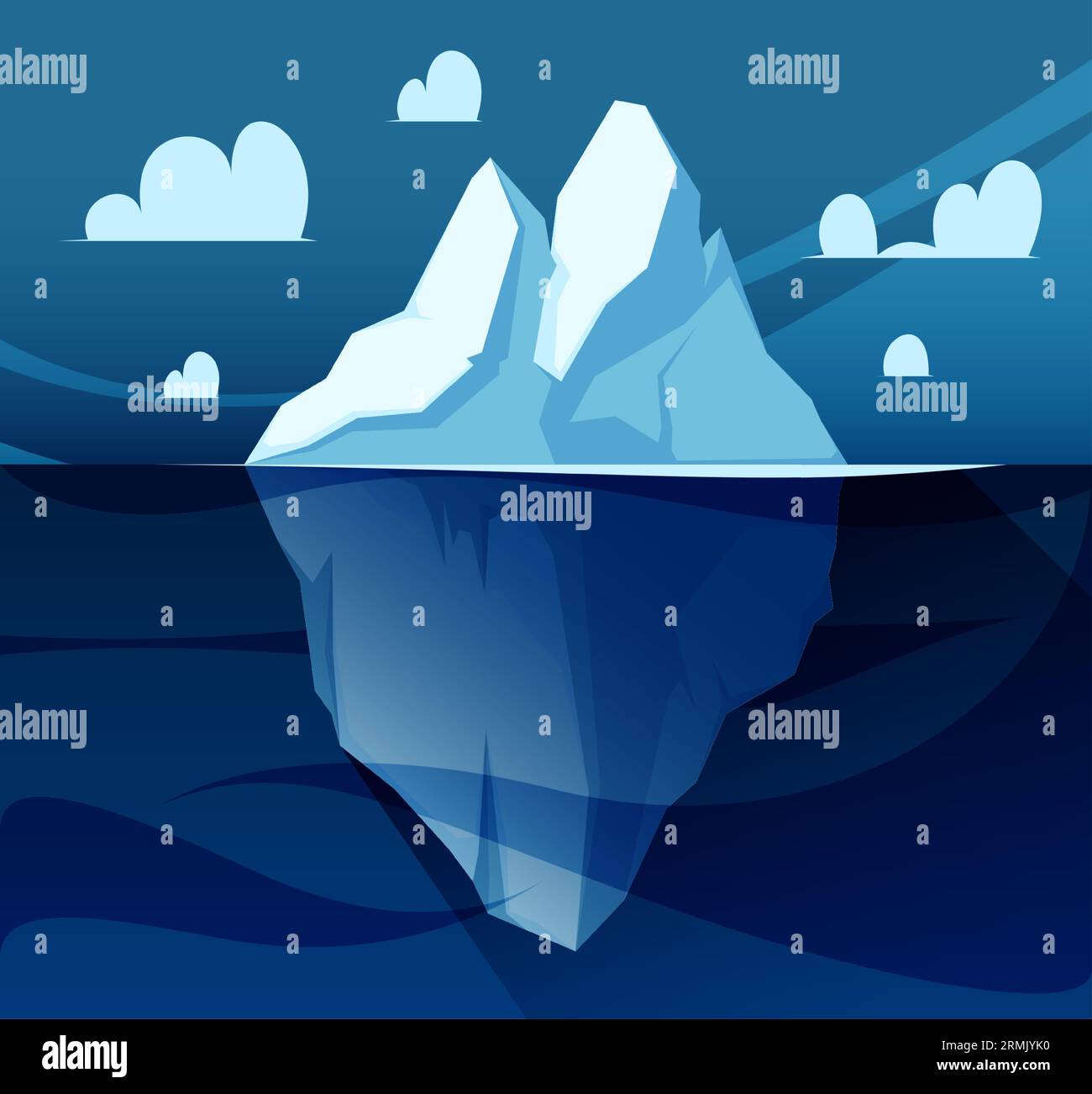 Iceberg background. Winter landscape with floating ice mountain ...