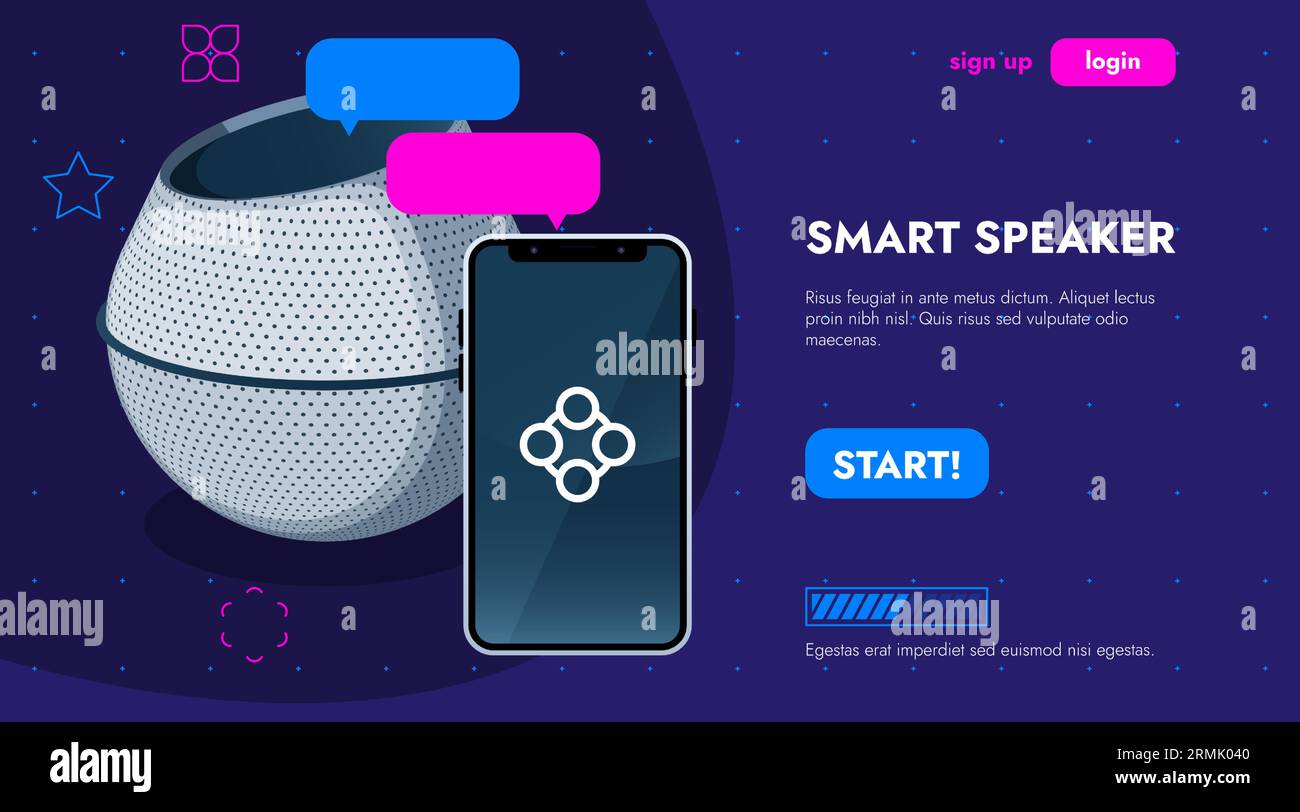 Smart speaker concept. Future voice control device for home and office ...