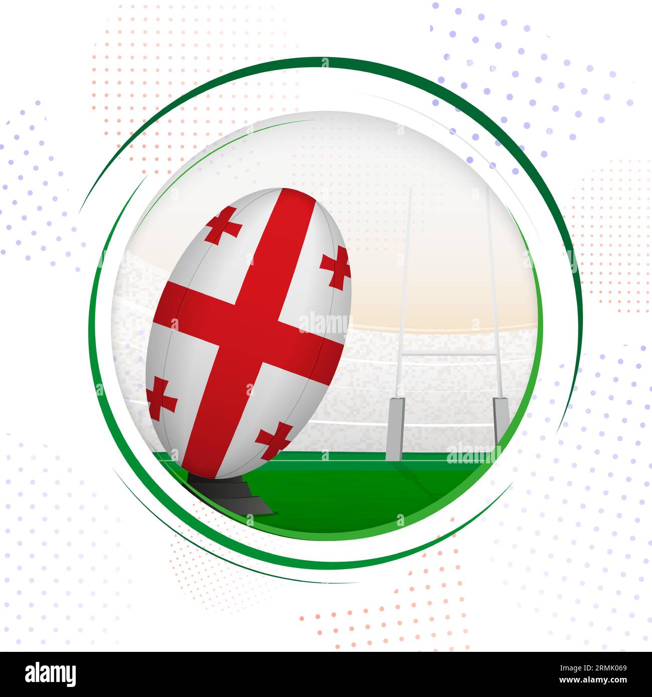 Flag of Georgia on rugby ball. Round rugby icon with flag of Georgia ...
