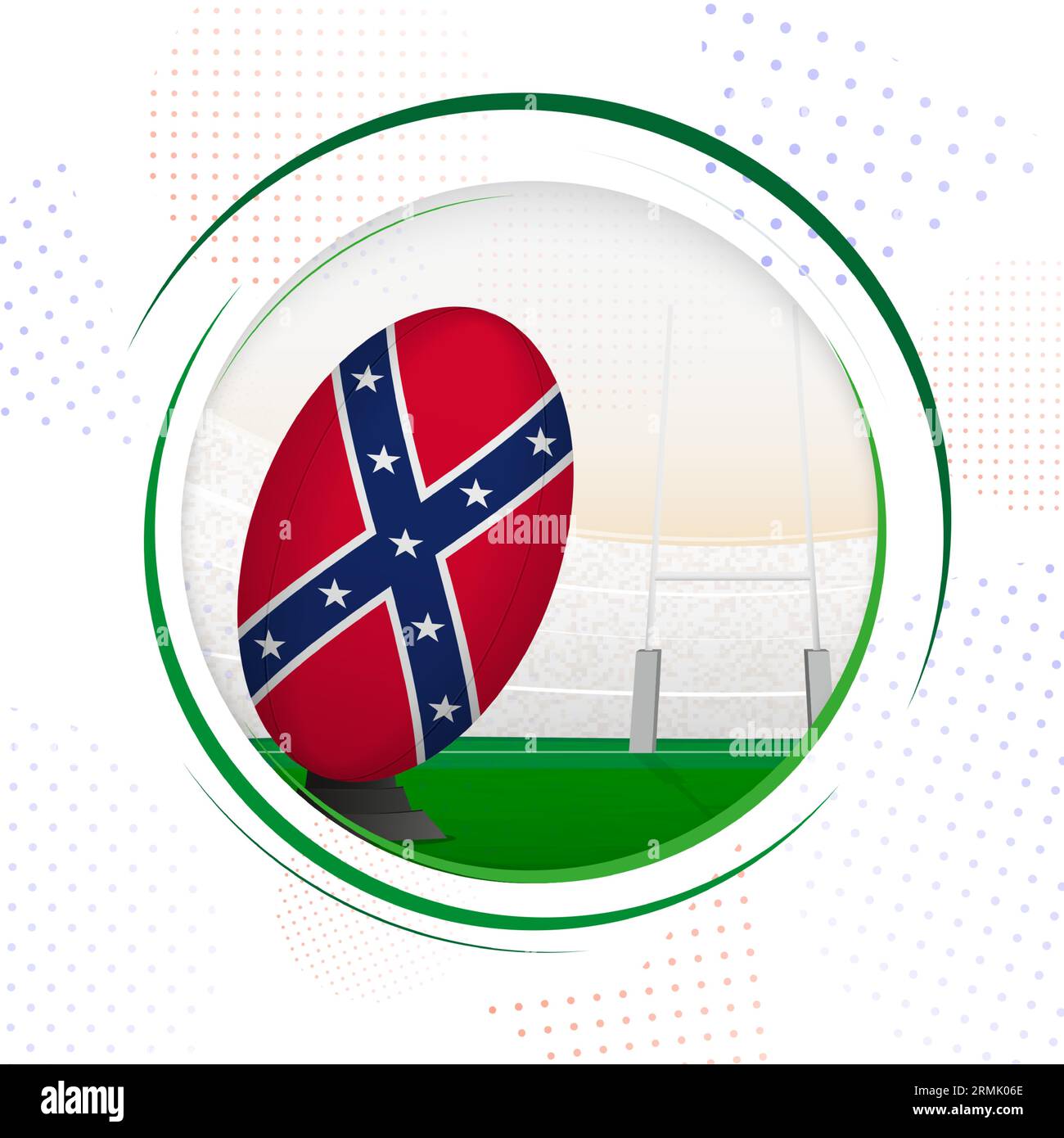 Flag of Confederate on rugby ball. Round rugby icon with flag of ...