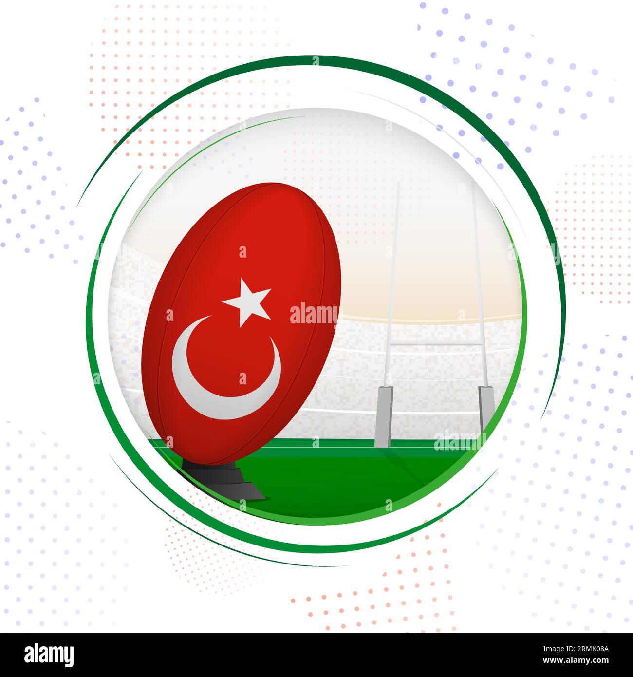 Flag of Turkey on rugby ball. Round rugby icon with flag of Turkey ...