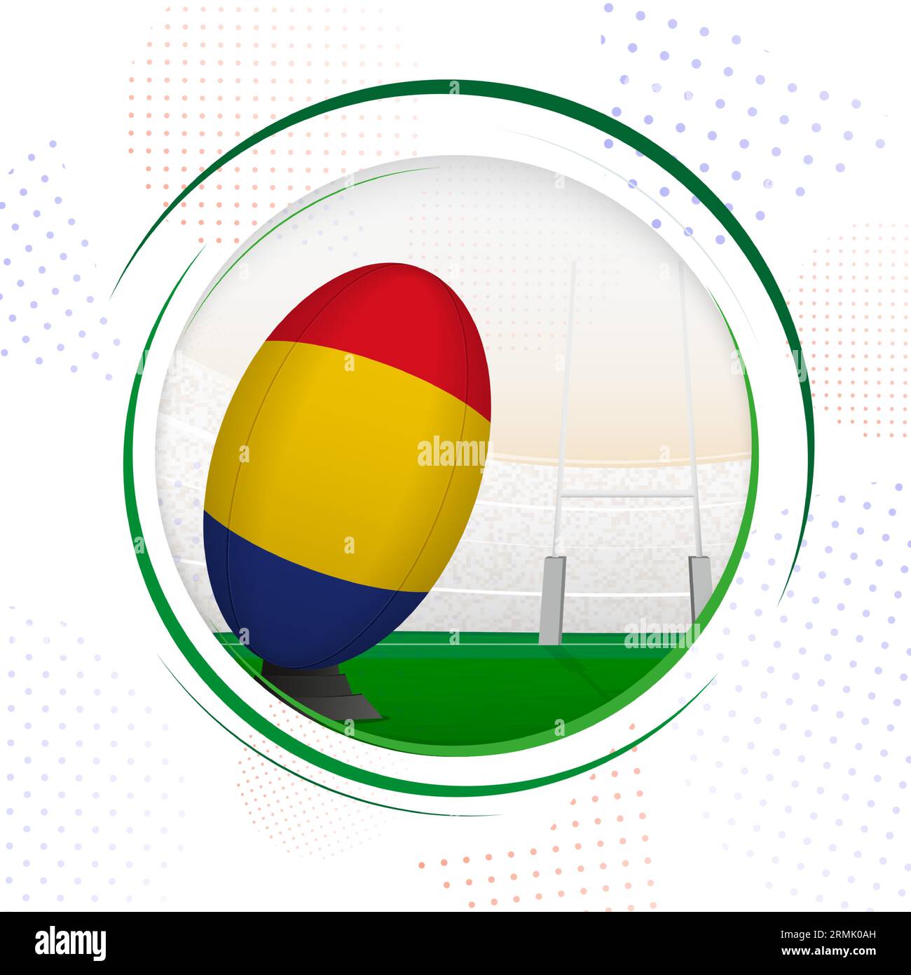 Flag of Romania on rugby ball. Round rugby icon with flag of Romania ...