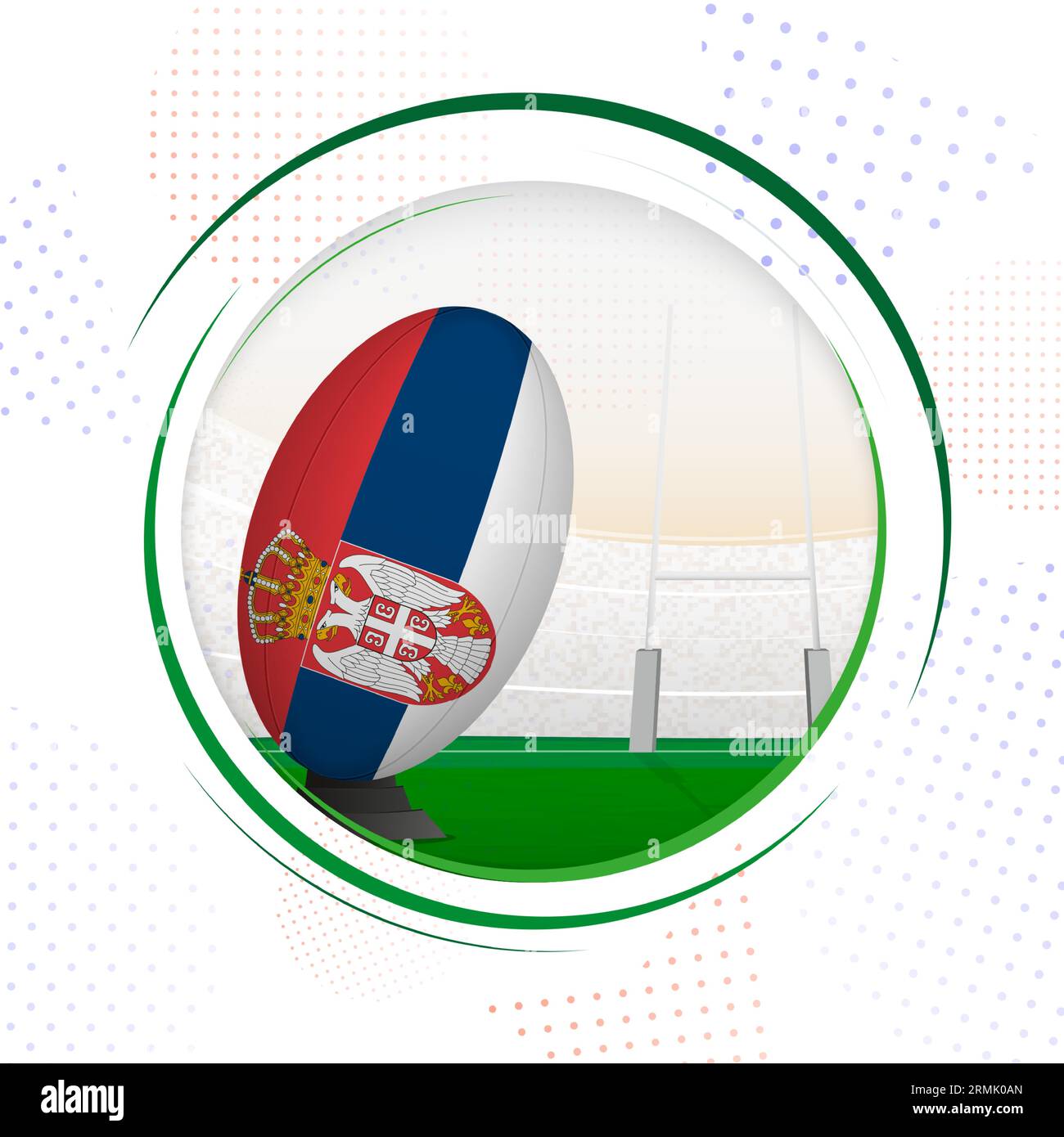 Flag of Serbia on rugby ball. Round rugby icon with flag of Serbia ...