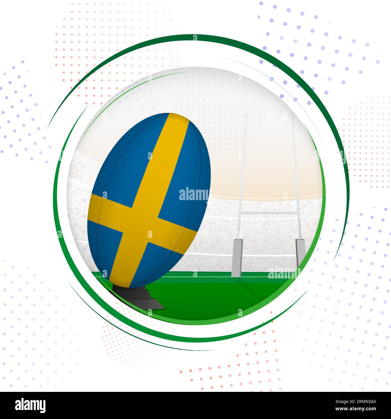 Flag of Sweden on rugby ball. Round rugby icon with flag of Sweden ...