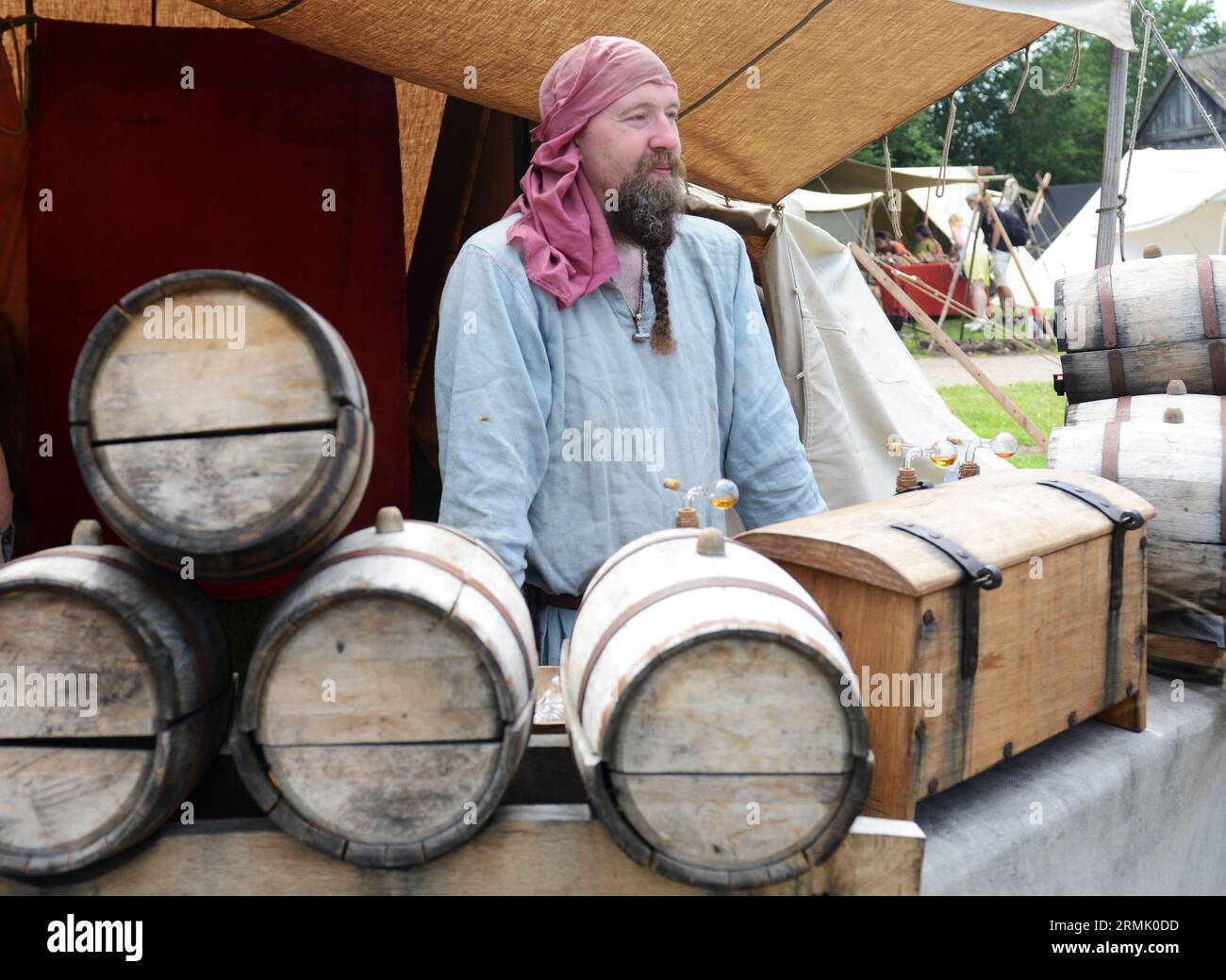 A stall selling traditional Viking alcoholic drink at the Trelleborg ...