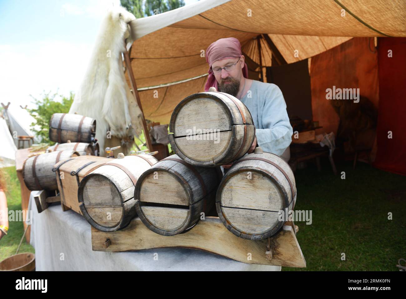A stall selling traditional Viking alcoholic drink at the Trelleborg ...