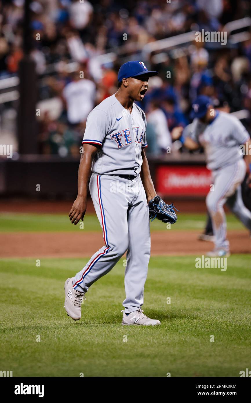 Aug 28, 2023; New York City, New York, USA; Texas Rangers pitcher Jose ...