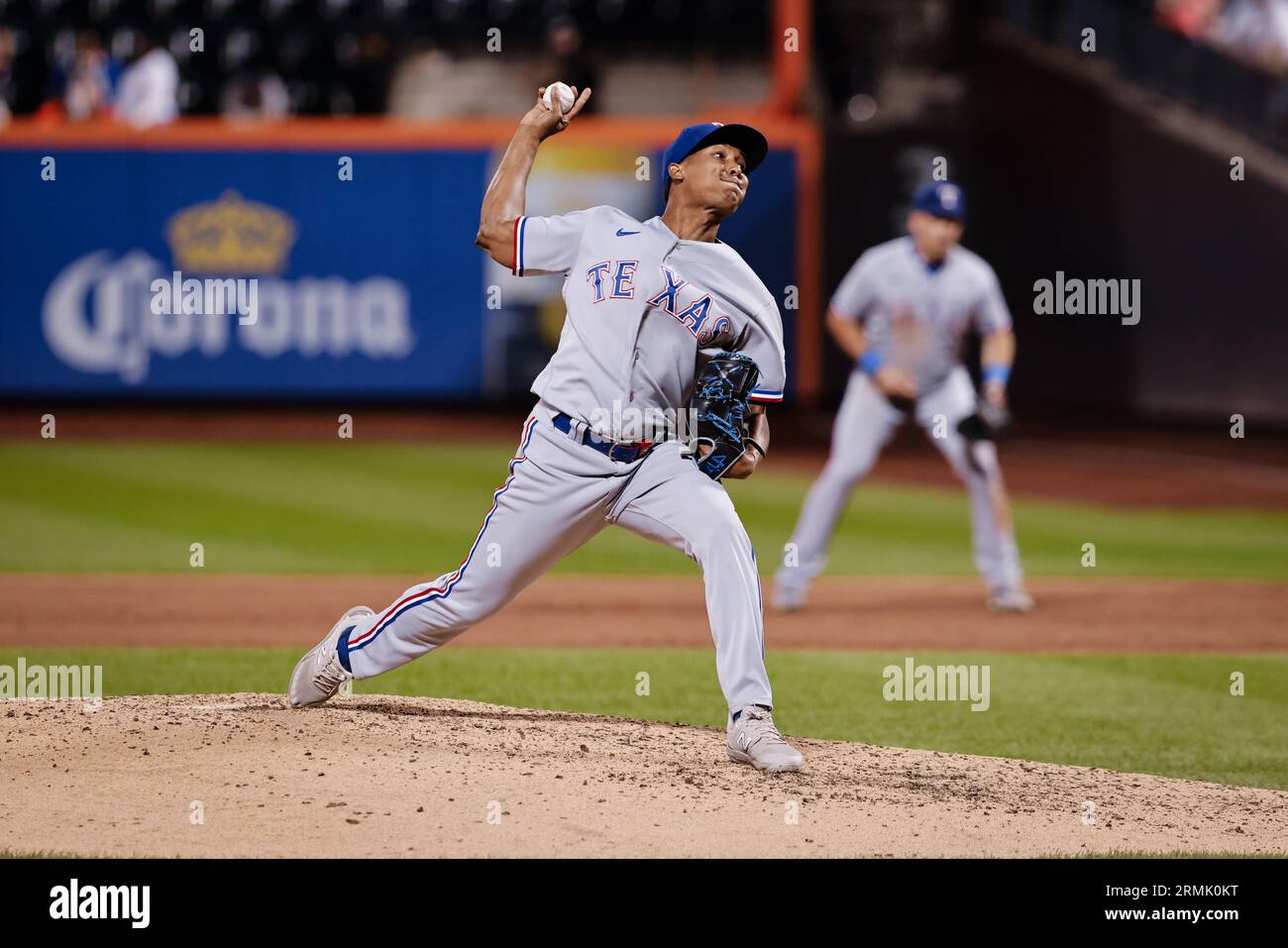 Aug 28, 2023; New York City, New York, USA; Texas Rangers pitcher Jose ...
