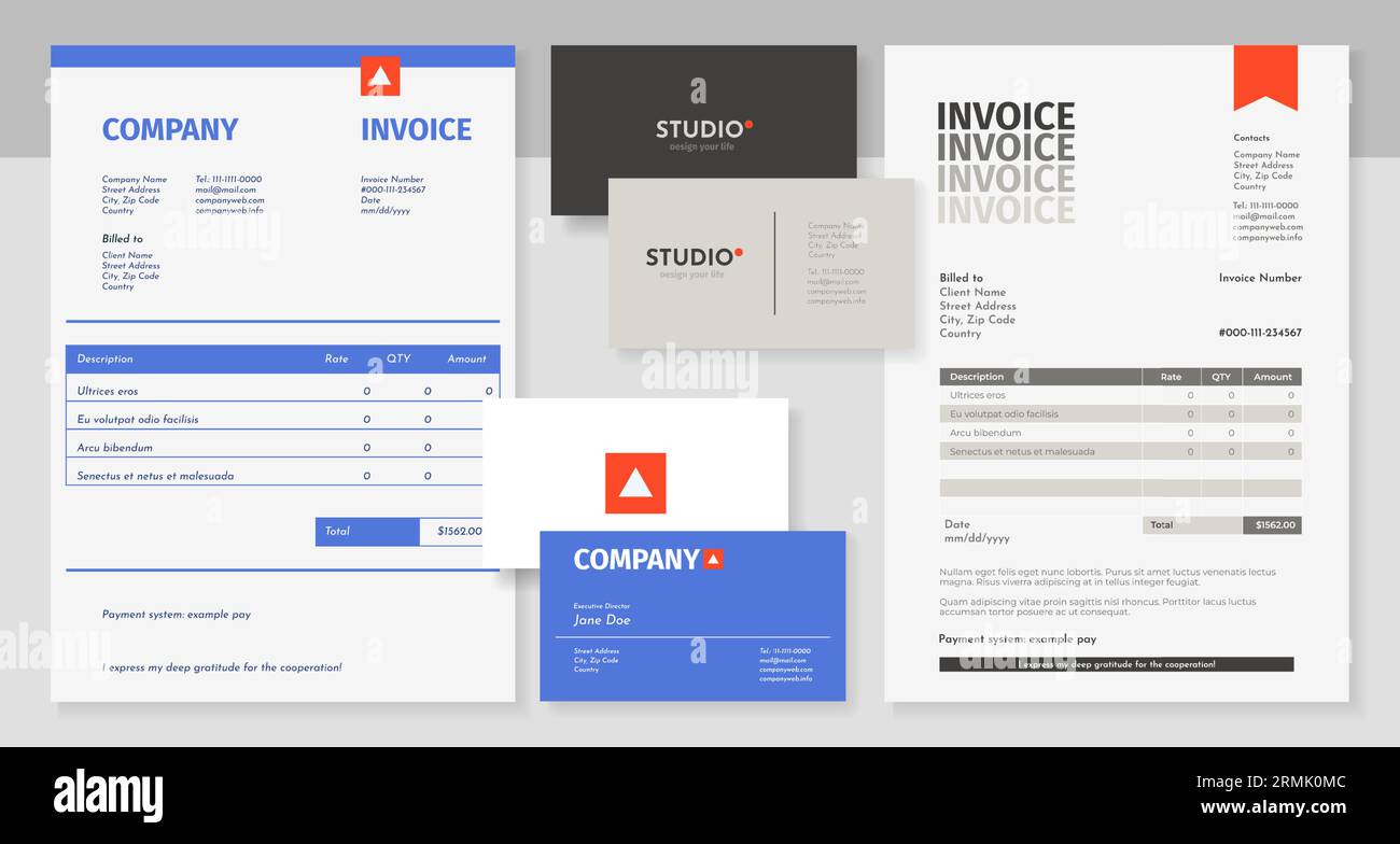 Invoice and business card design. Abstract corporate letterhead ...