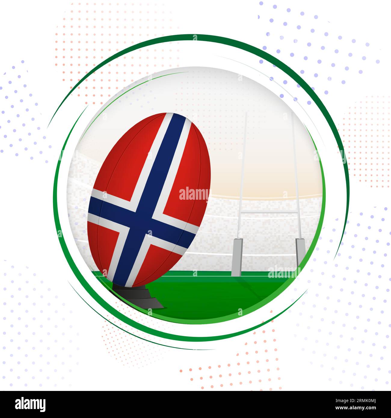 Flag of Norway on rugby ball. Round rugby icon with flag of Norway ...