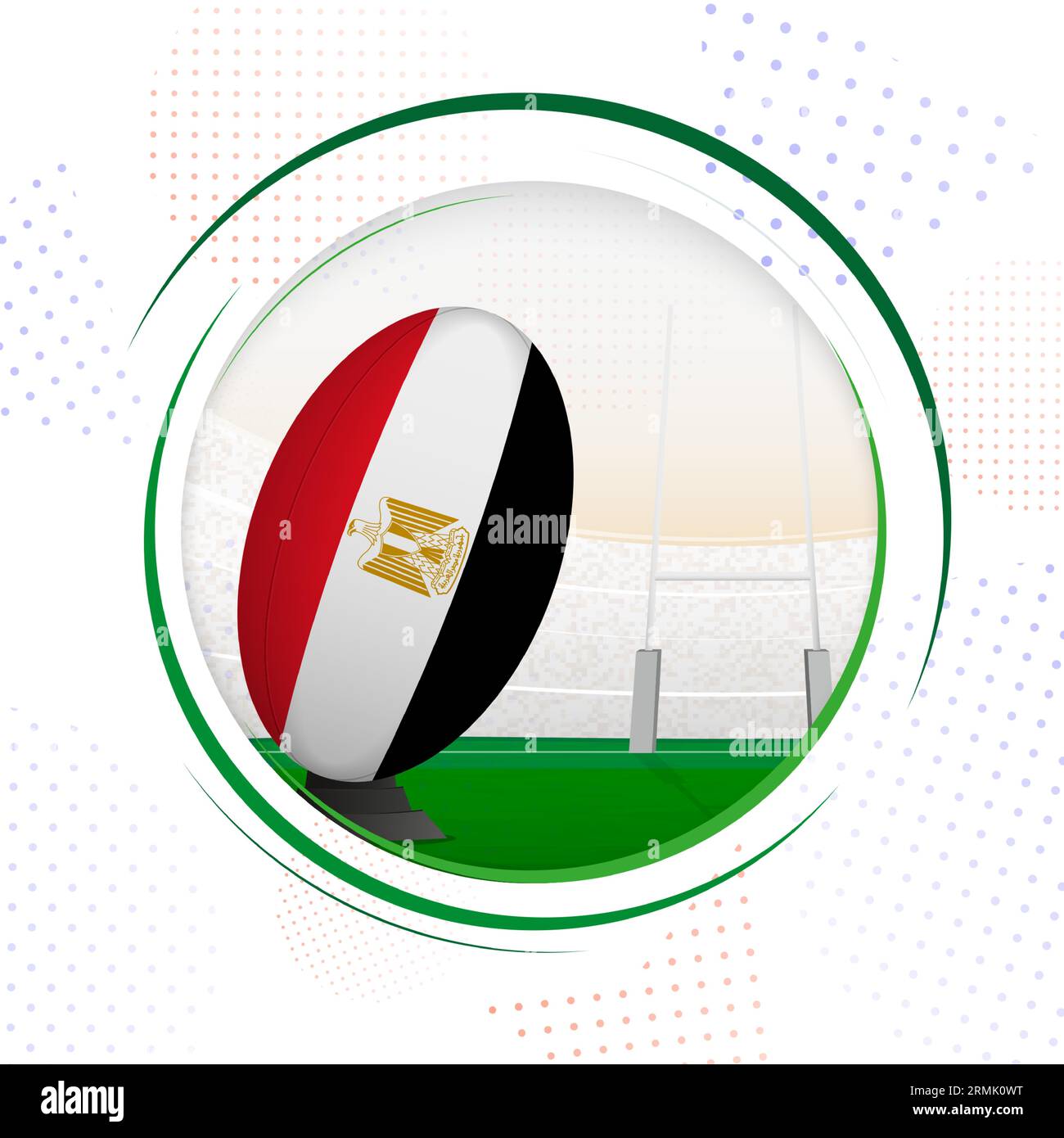 Flag of Egypt on rugby ball. Round rugby icon with flag of Egypt ...
