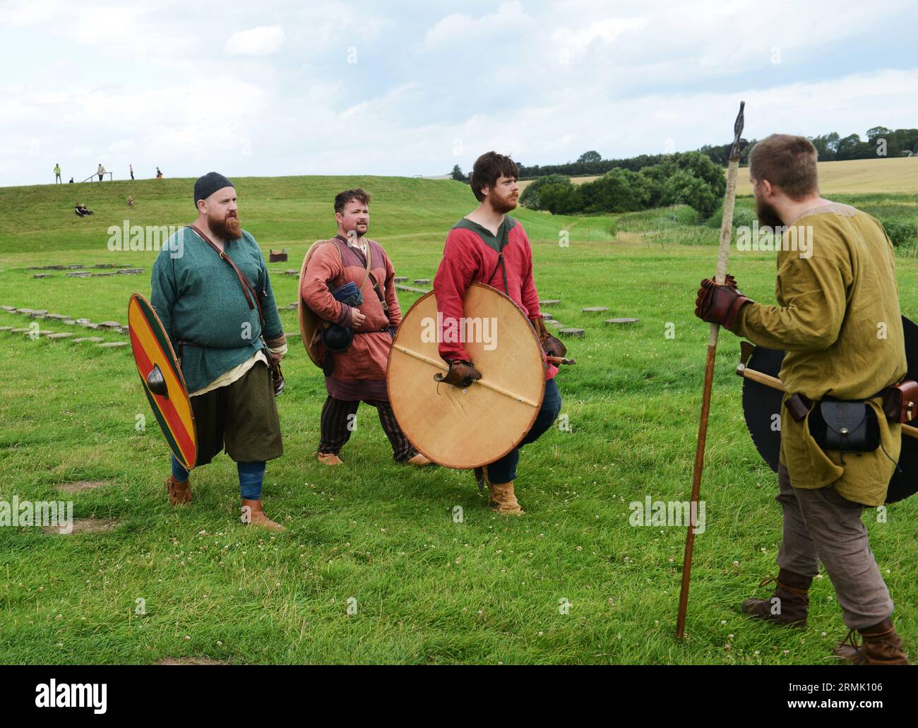Participants dressed in traditional Viking clothes at the Trelleborgs ...