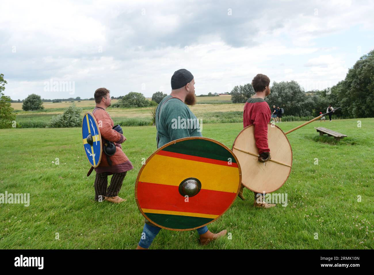 Participants dressed in traditional Viking clothes at the Trelleborgs ...