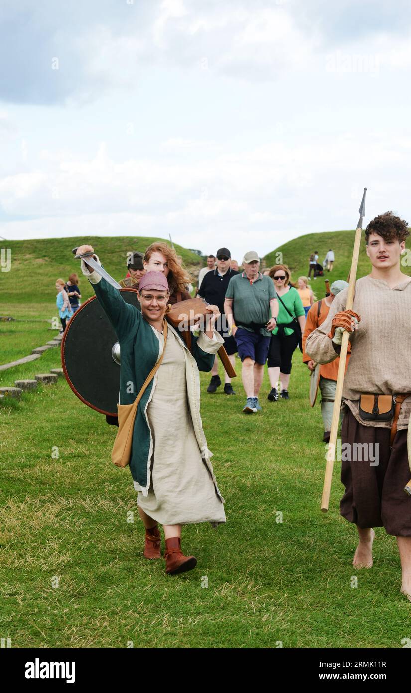 Participants dressed in traditional Viking clothes at the Trelleborgs ...