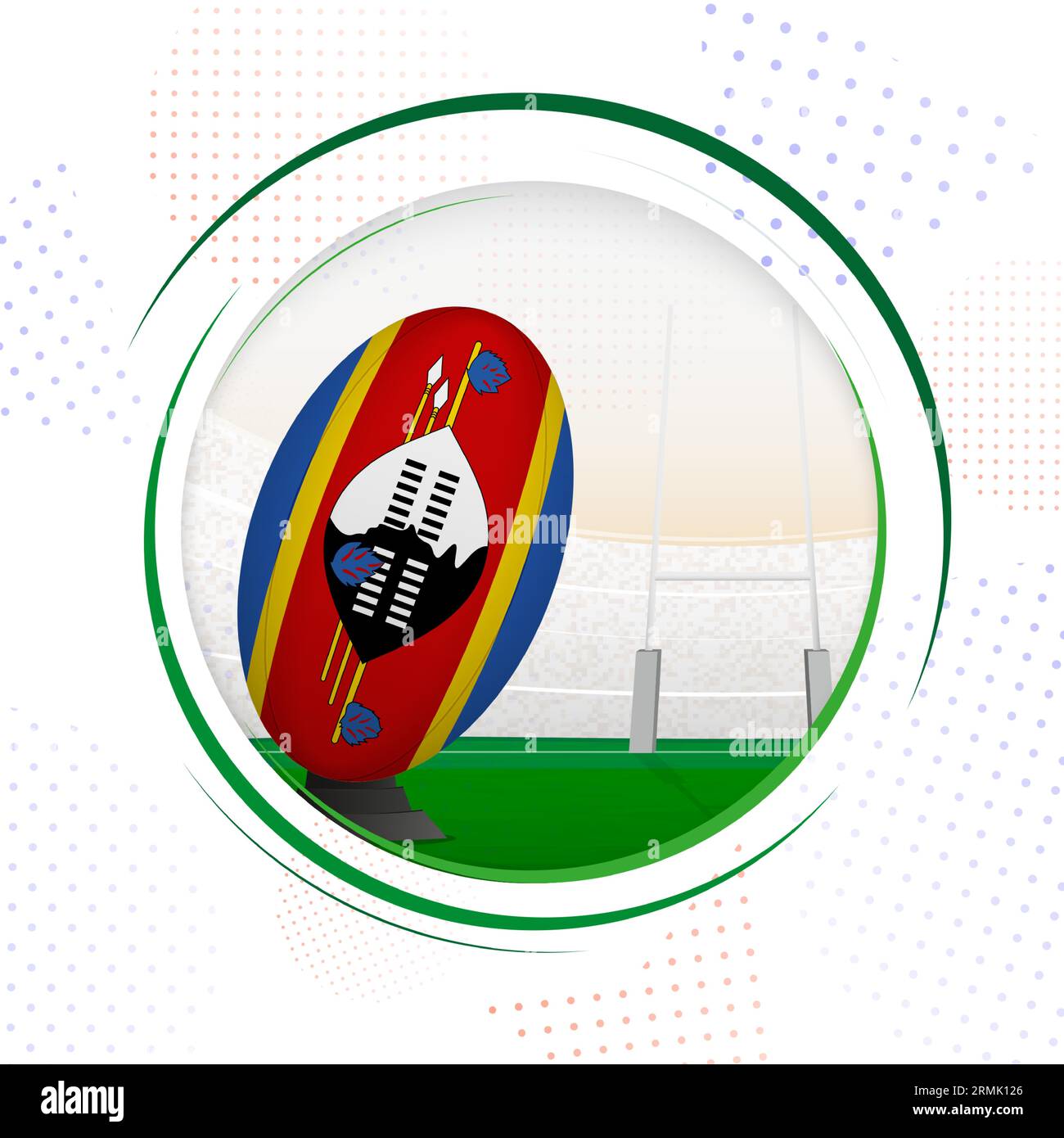 Flag of Swaziland on rugby ball. Round rugby icon with flag of ...