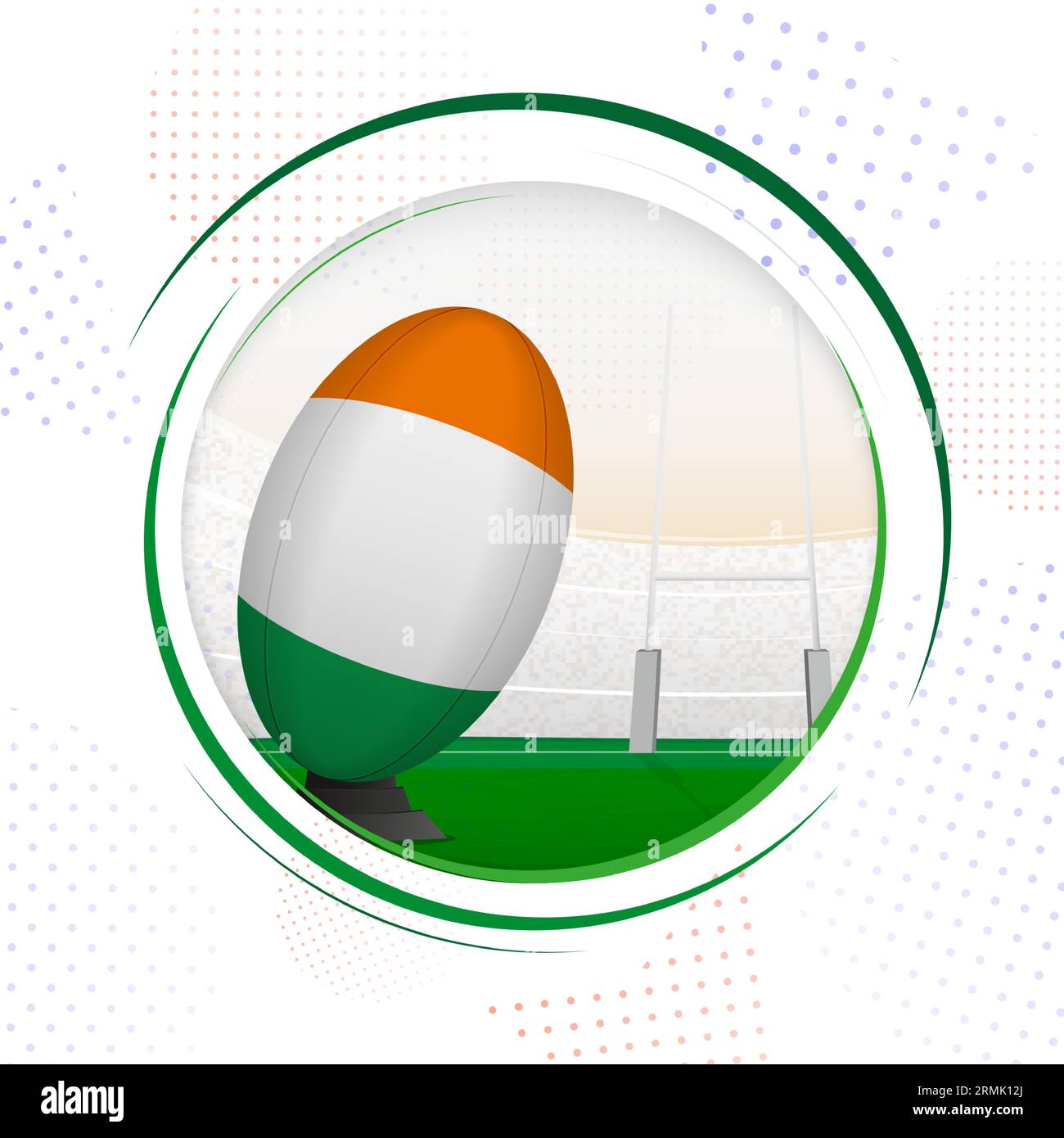 Flag of Ireland on rugby ball. Round rugby icon with flag of Ireland ...