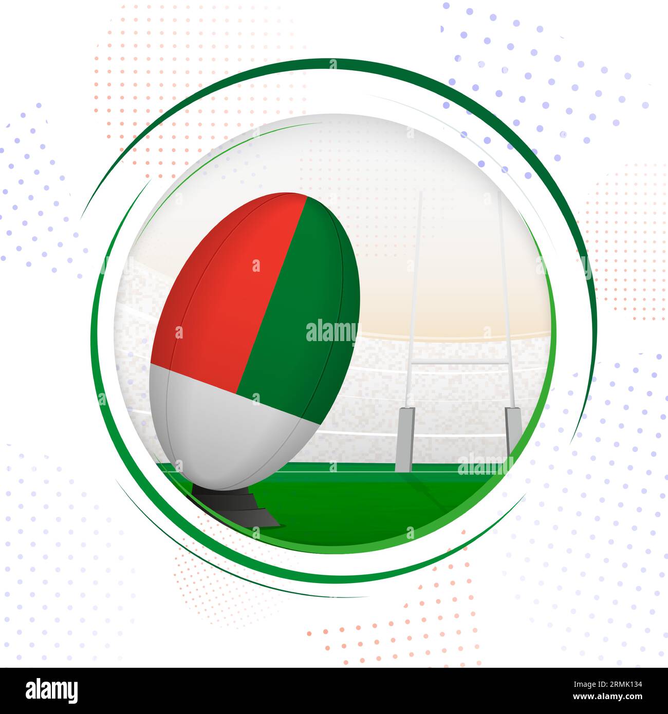 Flag of Madagascar on rugby ball. Round rugby icon with flag of ...