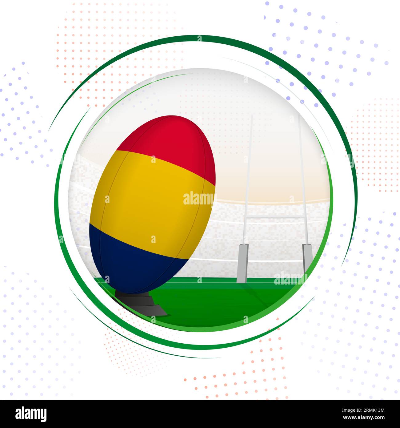 Flag of Chad on rugby ball. Round rugby icon with flag of Chad. Vector ...