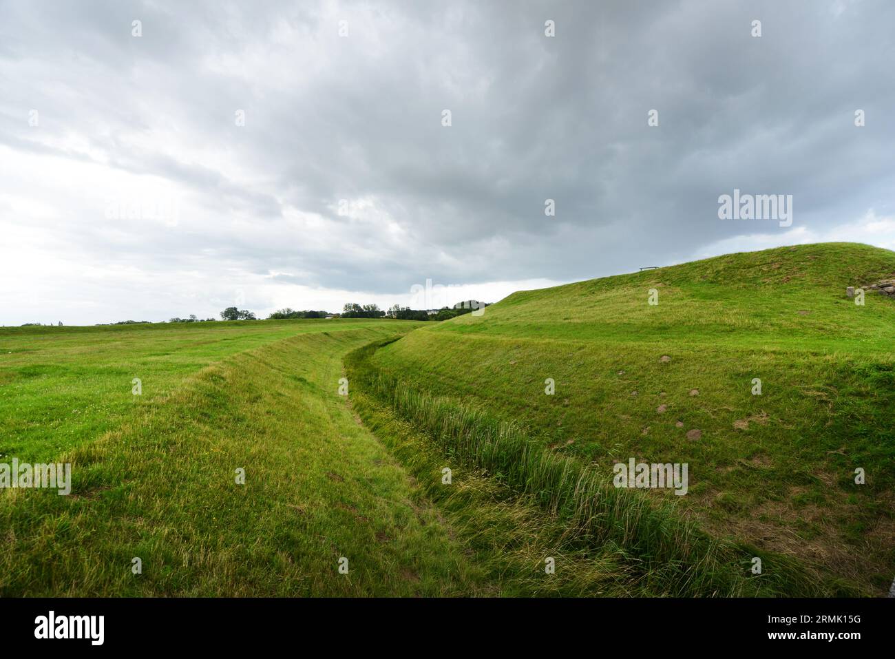 The ancient Viking ring castle, at the Trelleborg Museum. Trelleborg ...