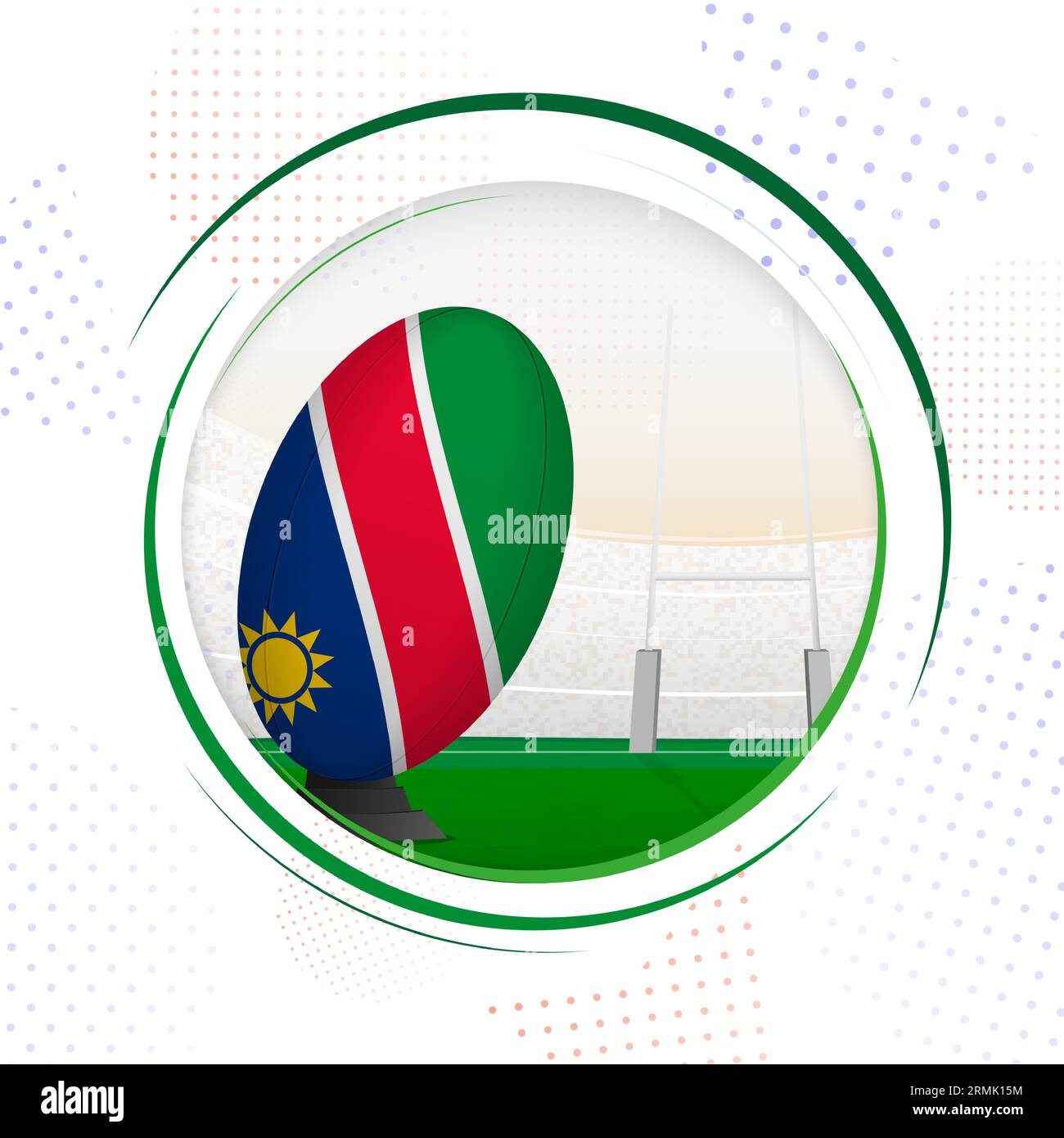 Flag of Namibia on rugby ball. Round rugby icon with flag of Namibia ...