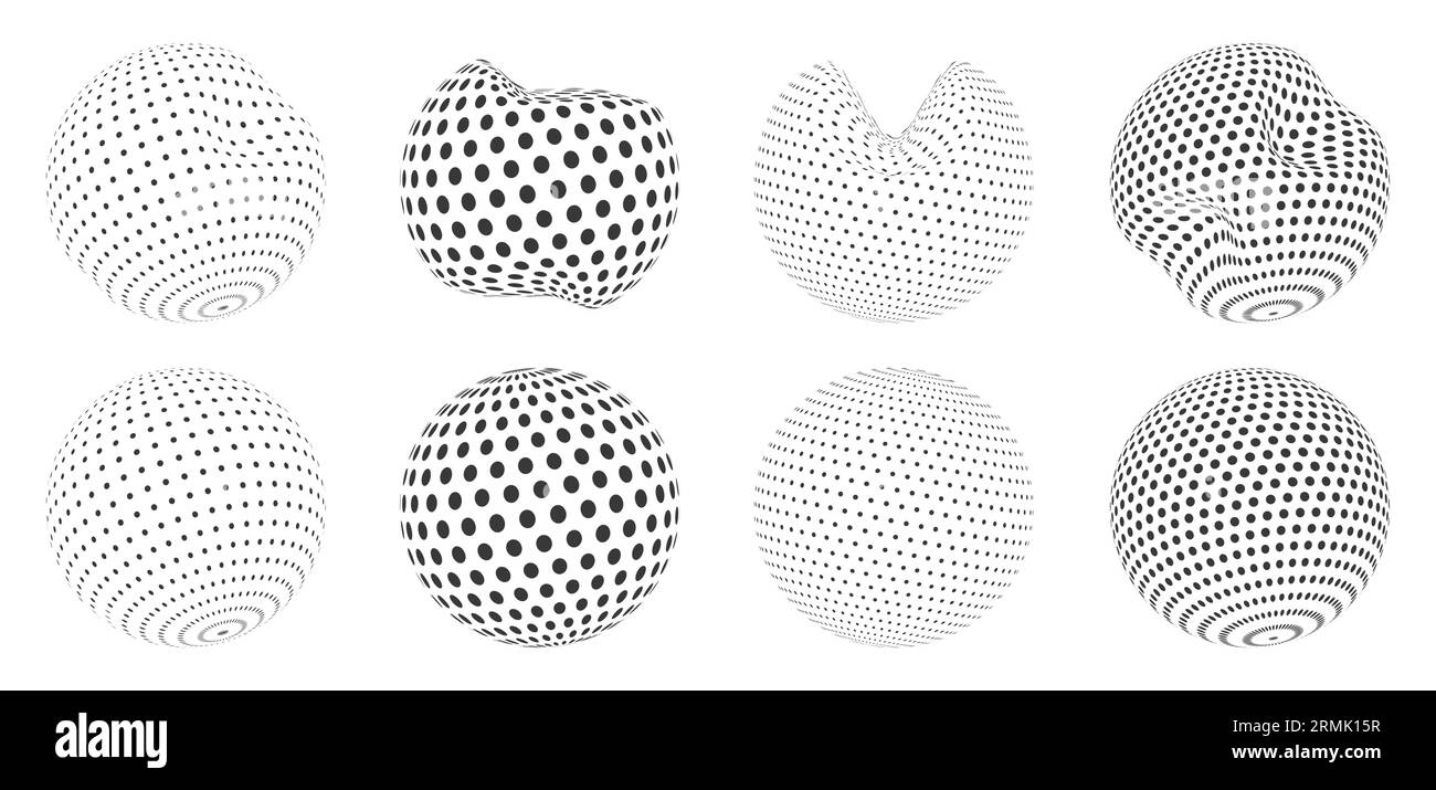 Dot spheres. Geometric round planet earth ball, nanometric globe and ...