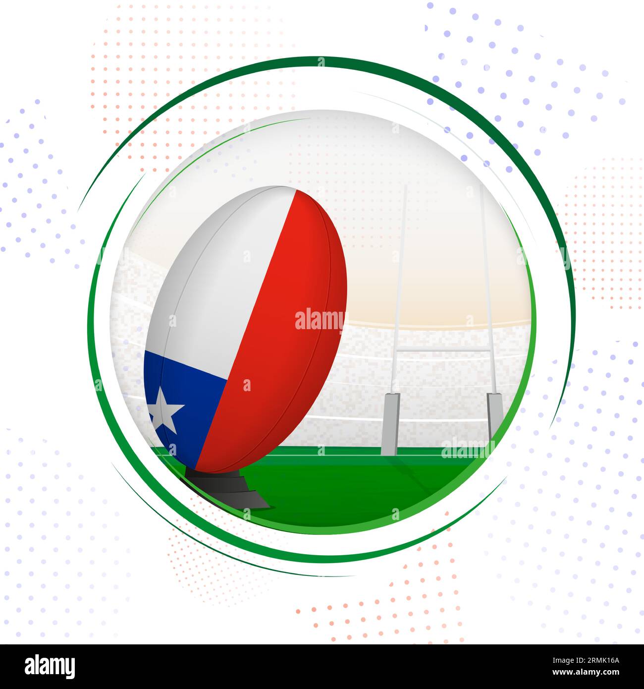 Flag of Chile on rugby ball. Round rugby icon with flag of Chile ...
