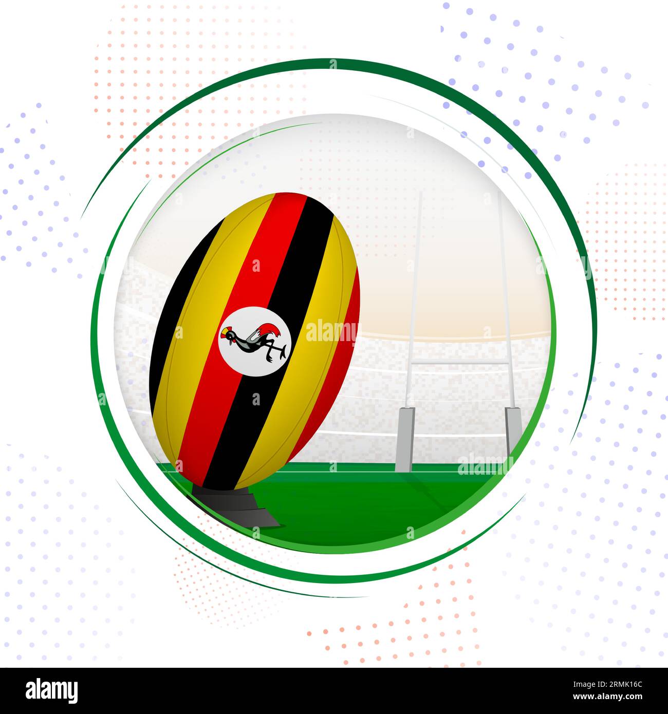 Flag of Uganda on rugby ball. Round rugby icon with flag of Uganda ...