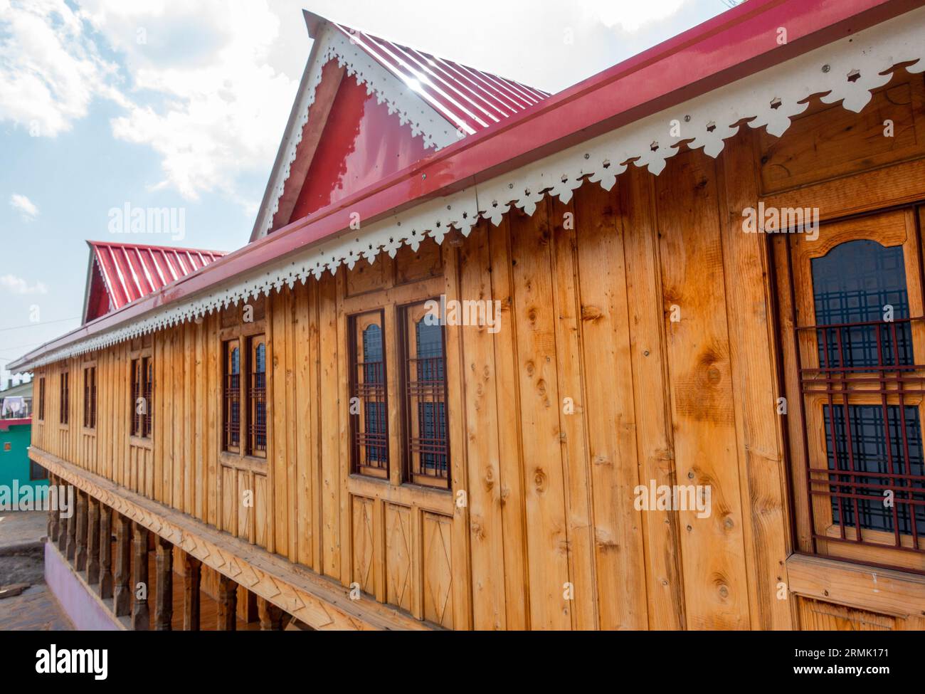Sight of a vintage house, Garhwal architecture, carved from Deodar ...