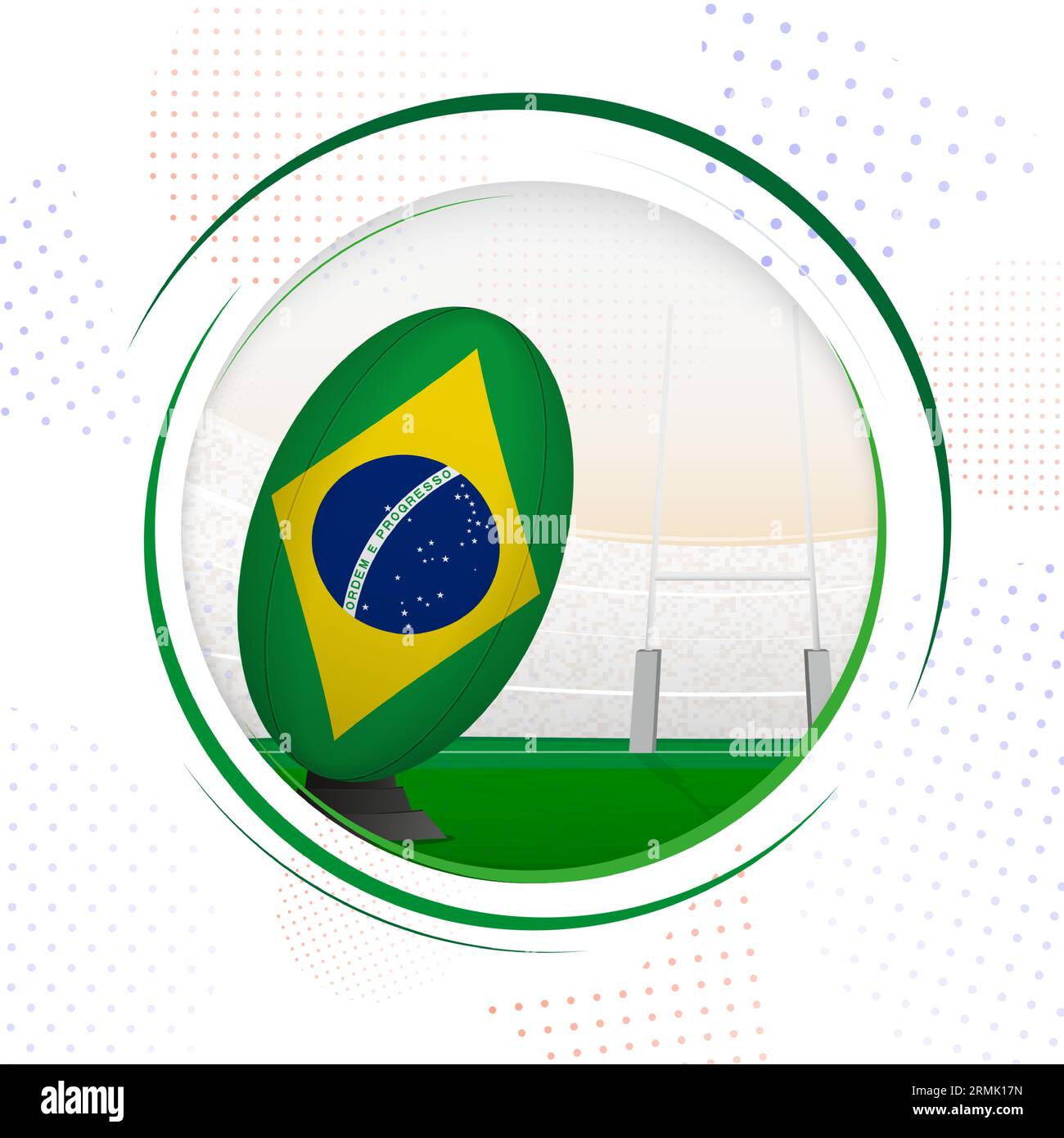 Flag of Brazil on rugby ball. Round rugby icon with flag of Brazil ...