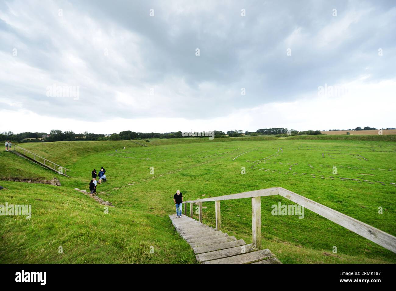 The ancient Viking ring castle, at the Trelleborg Museum. Trelleborg ...