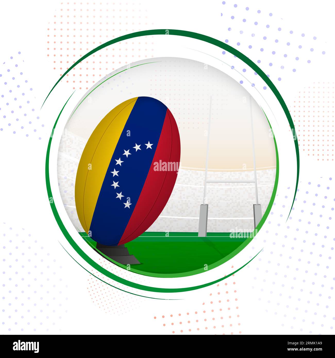 Flag of Venezuela on rugby ball. Round rugby icon with flag of ...
