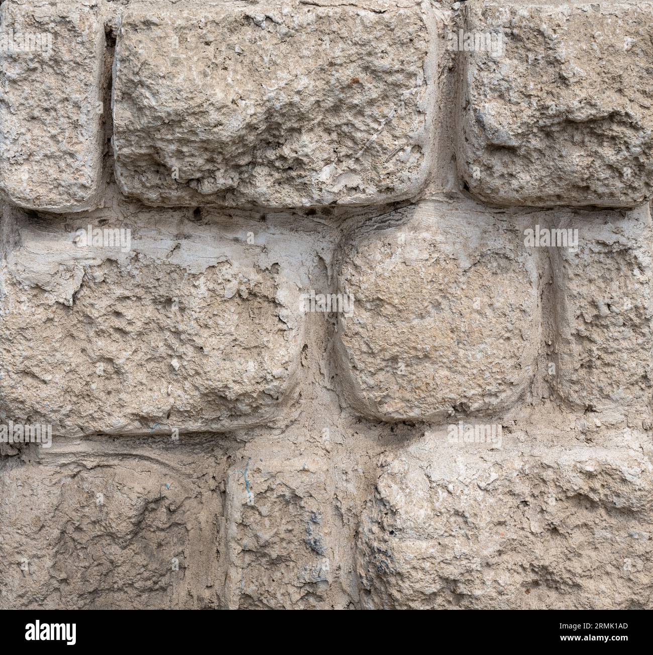 Close up of a wall constructed with Kurkar a calcareous sandstone or ...