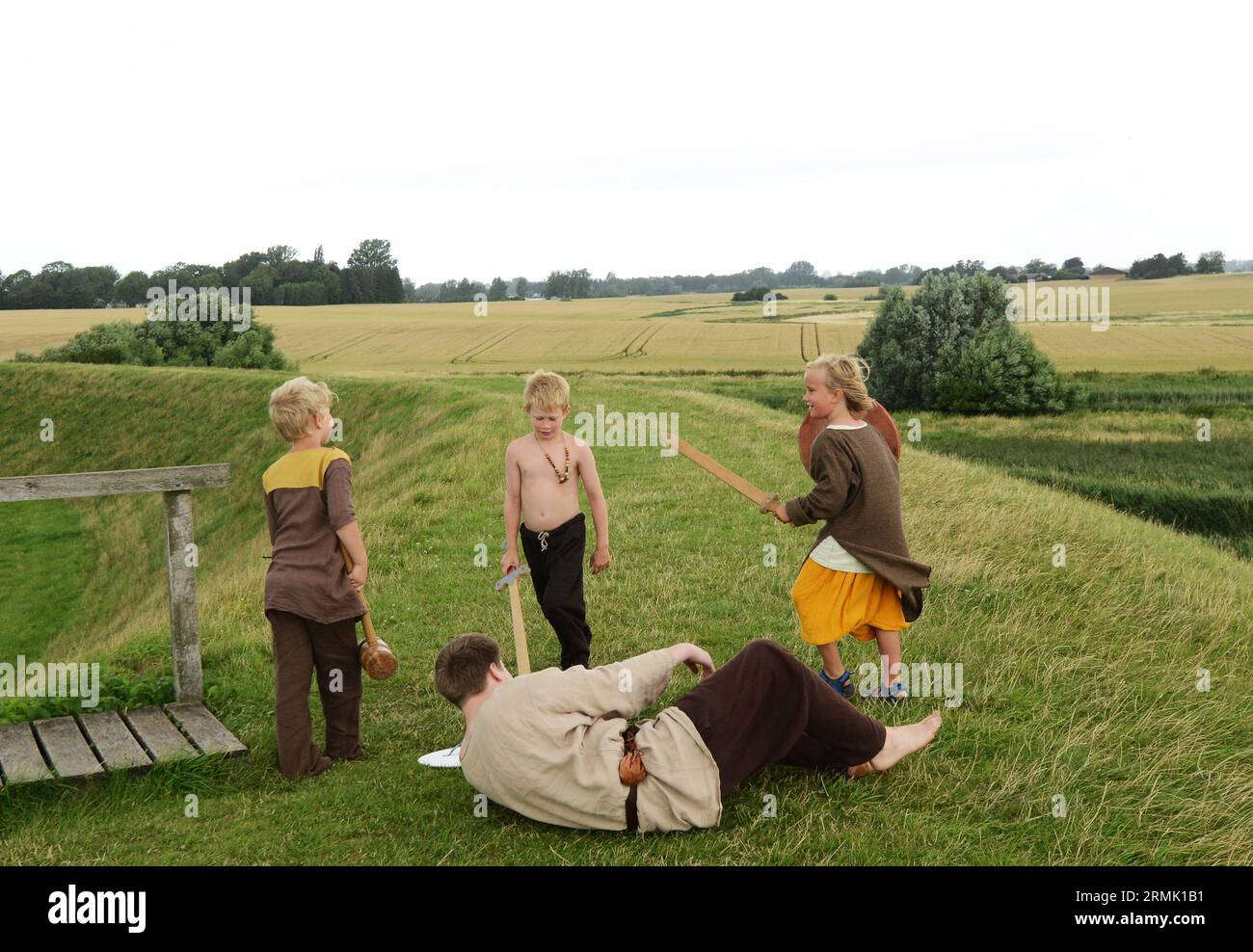 The ancient Viking ring castle, at the Trelleborg Museum. Trelleborg ...