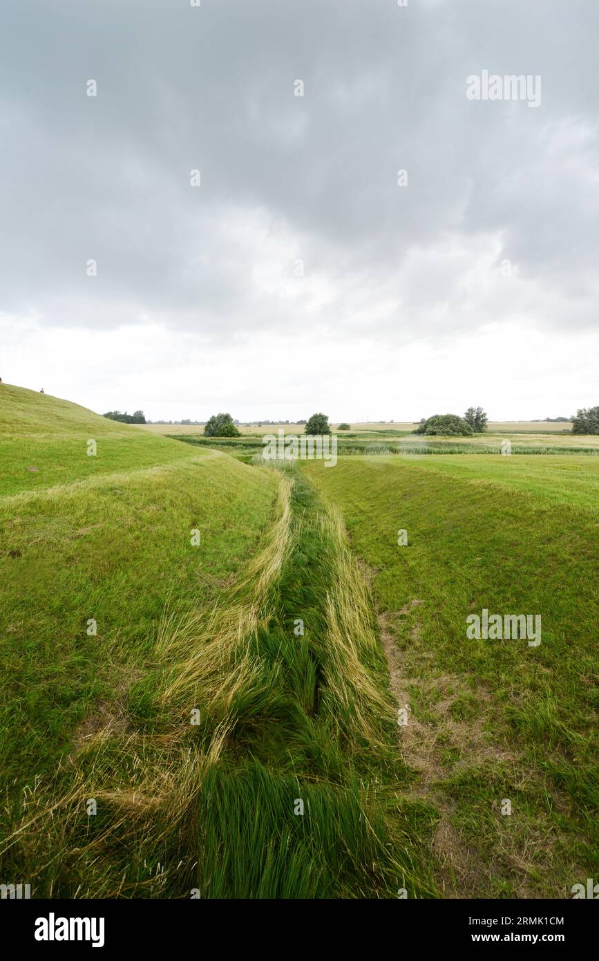 The ancient Viking ring castle, at the Trelleborg Museum. Trelleborg ...