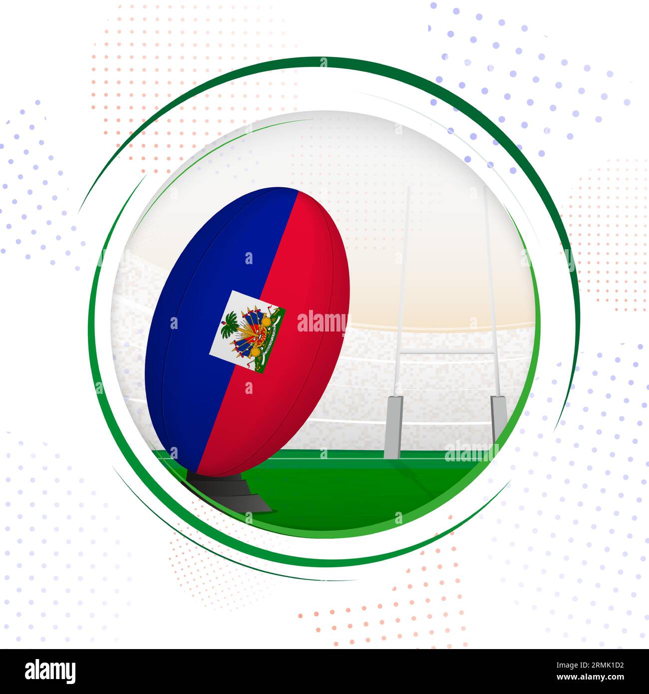 Flag of Haiti on rugby ball. Round rugby icon with flag of Haiti ...