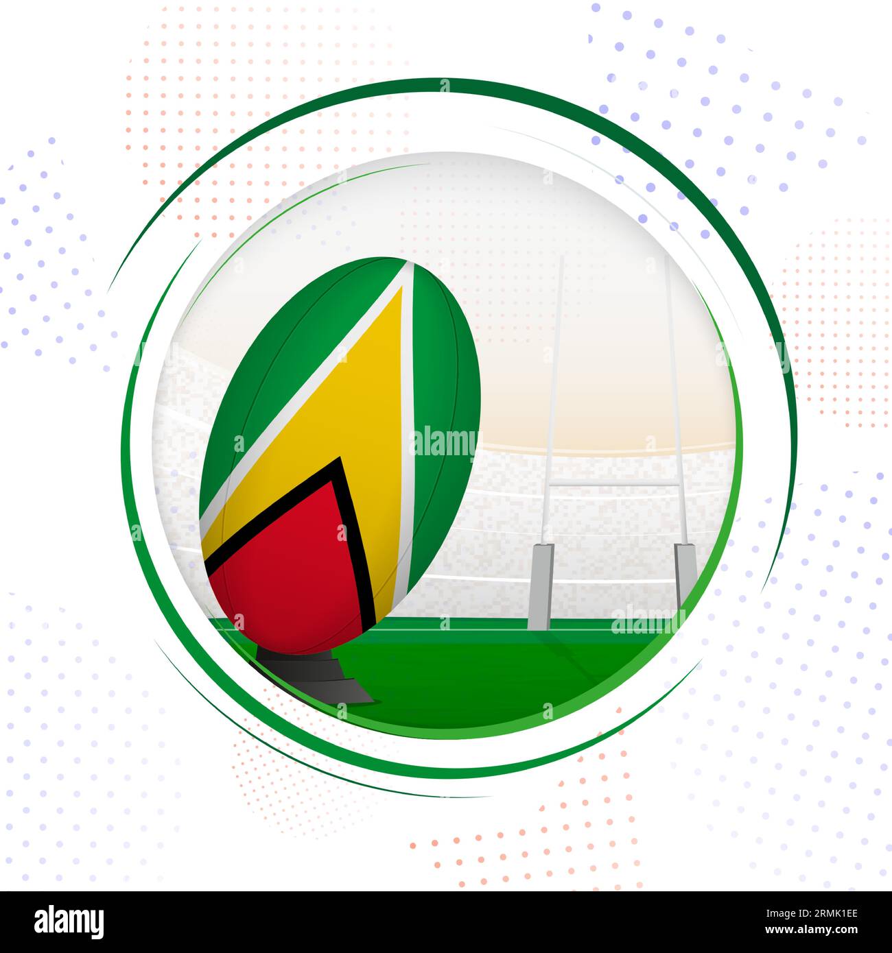 Flag of Guyana on rugby ball. Round rugby icon with flag of Guyana. Vector illustration Stock ...