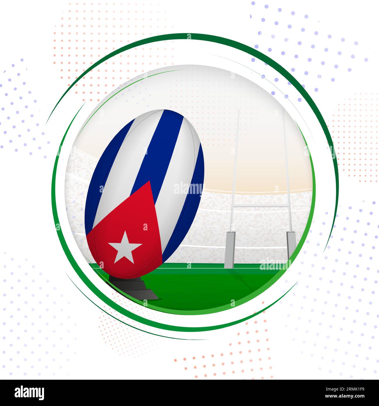 Flag of Cuba on rugby ball. Round rugby icon with flag of Cuba. Vector ...