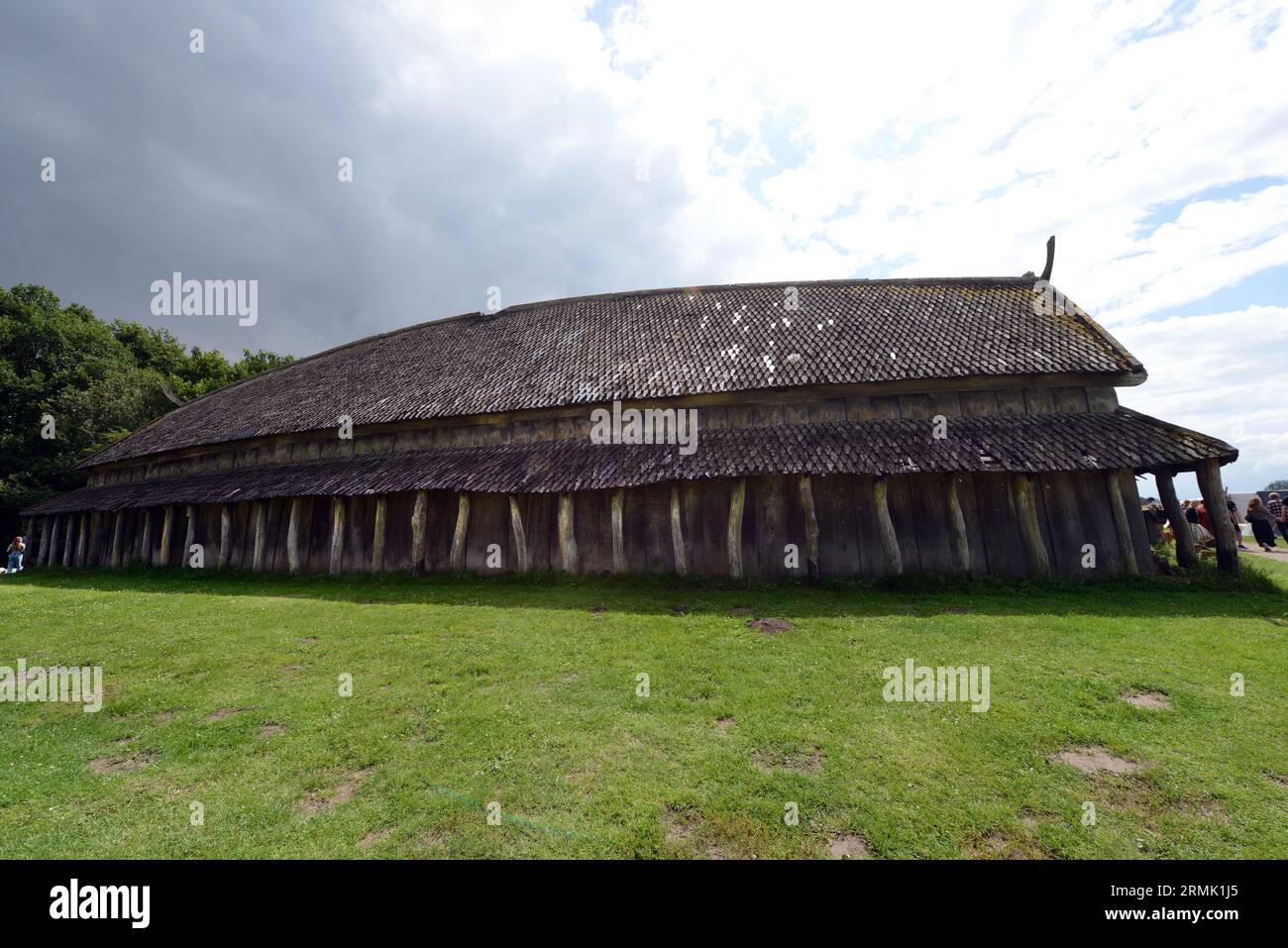 A reconstructed viking house, at the Trelleborg Museum. Trelleborg ...
