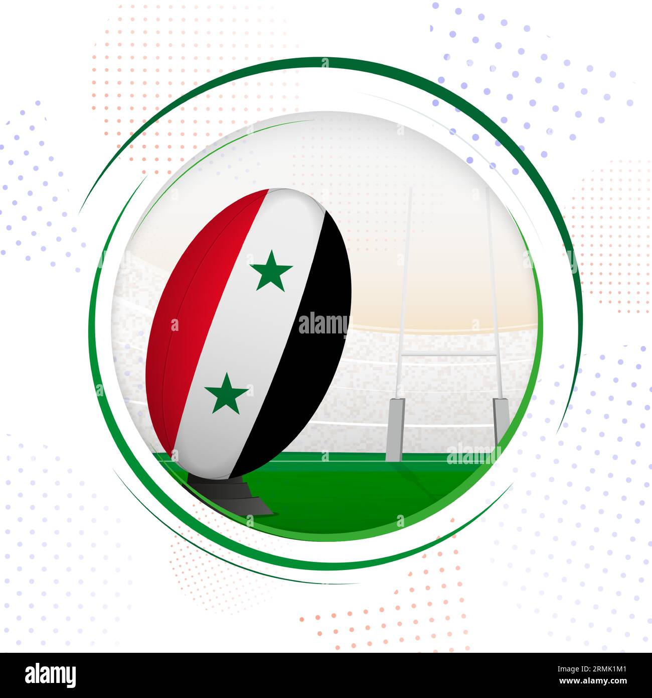 Flag of Syria on rugby ball. Round rugby icon with flag of Syria ...