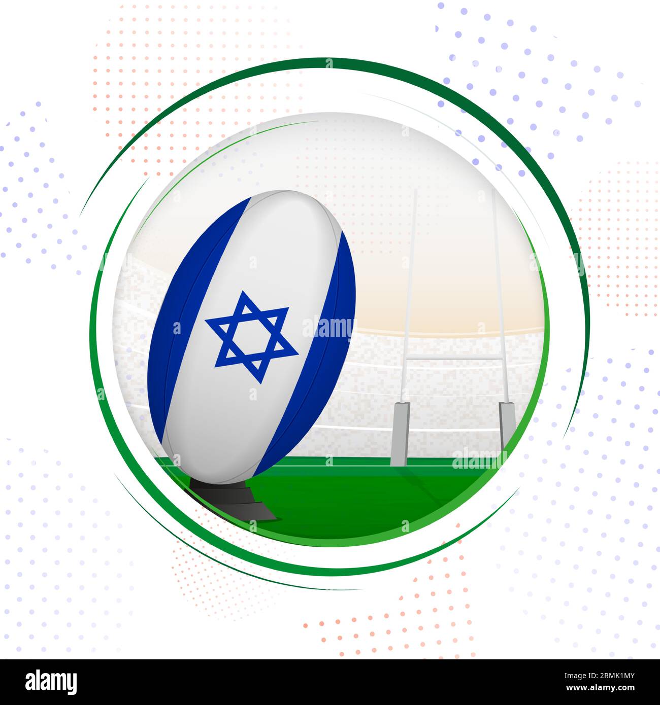 Flag of Israel on rugby ball. Round rugby icon with flag of Israel ...