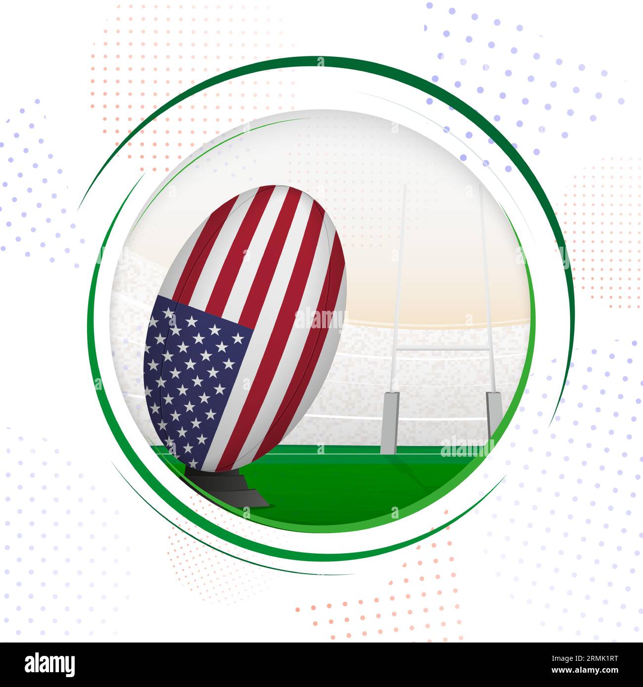 Flag of USA on rugby ball. Round rugby icon with flag of USA. Vector ...