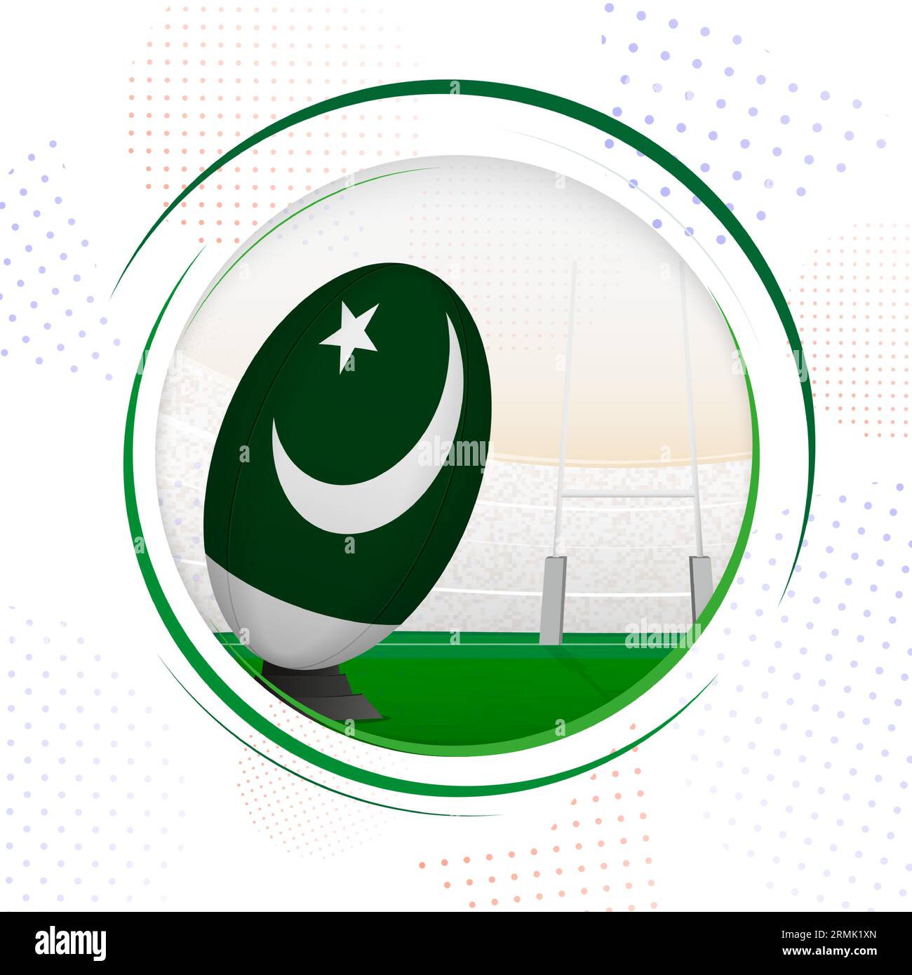 Flag of Pakistan on rugby ball. Round rugby icon with flag of Pakistan ...
