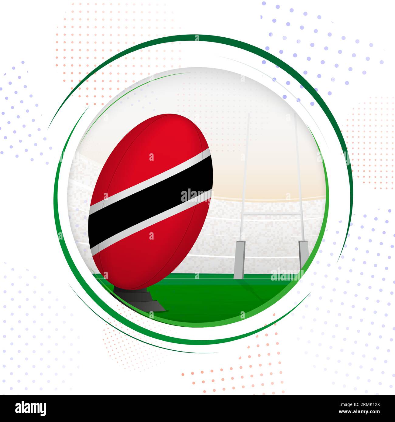 Flag of Trinidad and Tobago on rugby ball. Round rugby icon with flag of Trinidad and Tobago ...
