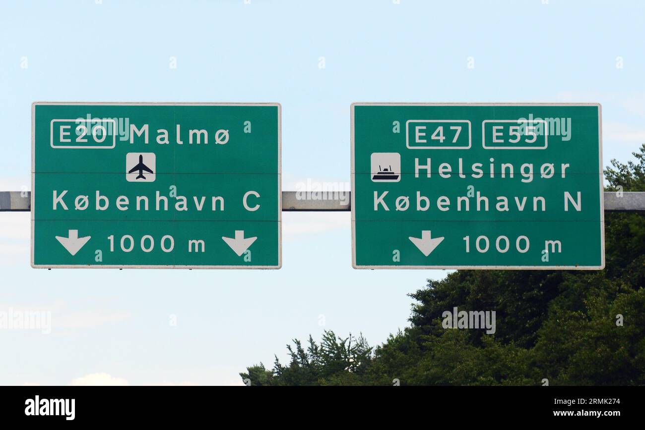 Driving on the Danish highway towards Copenhagen, Denmark Stock Photo ...