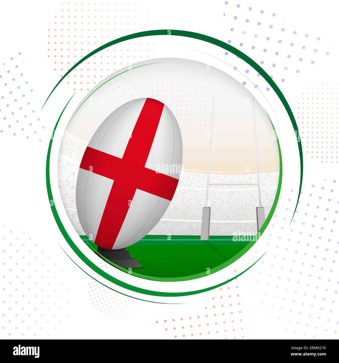 Flag of England on rugby ball. Round rugby icon with flag of England ...