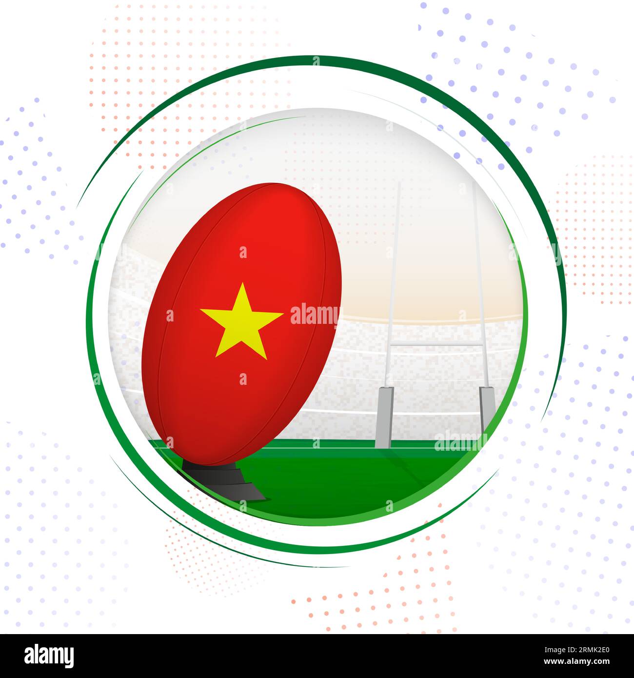 Flag of Vietnam on rugby ball. Round rugby icon with flag of Vietnam ...