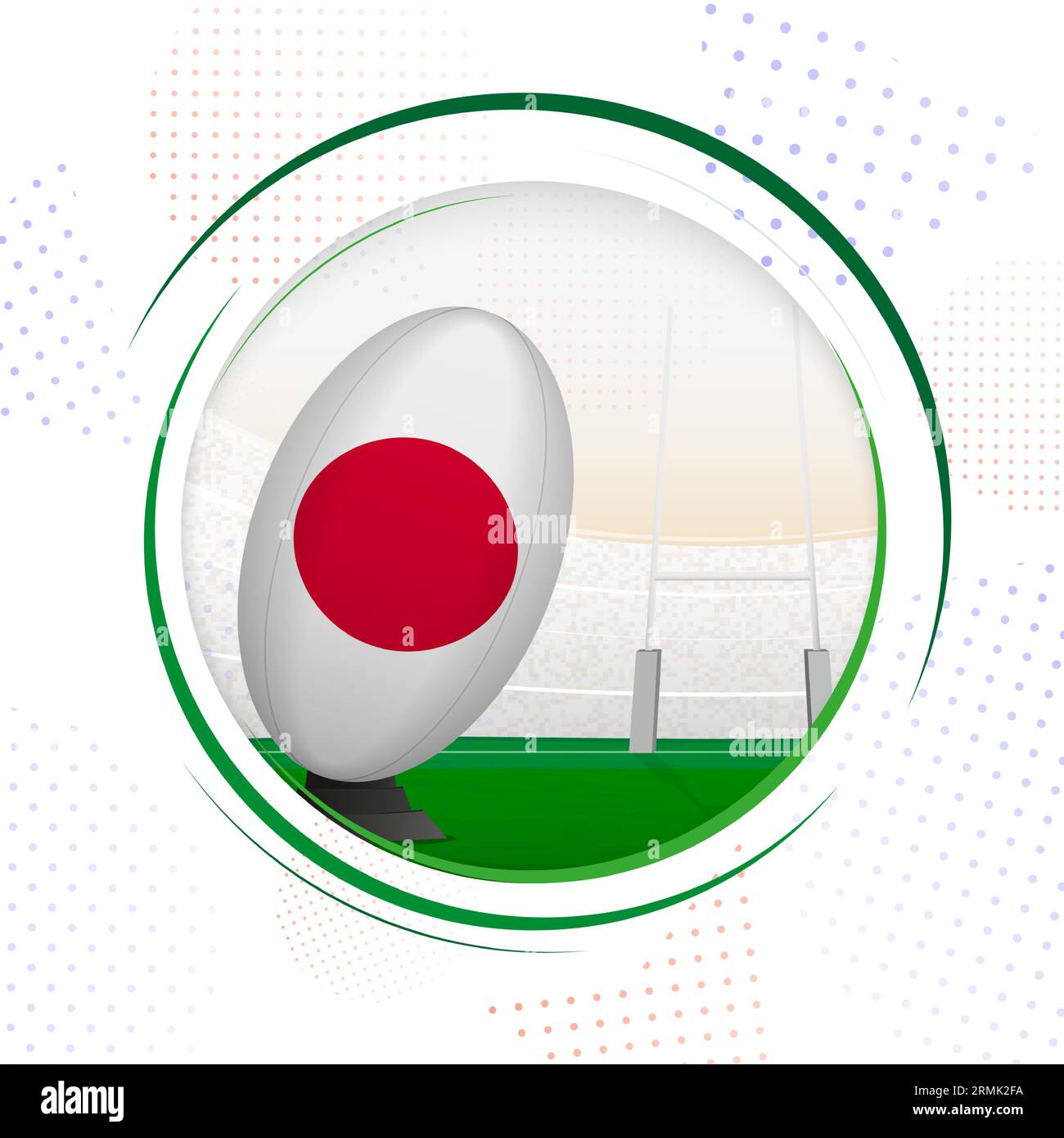 Flag of Japan on rugby ball. Round rugby icon with flag of Japan ...
