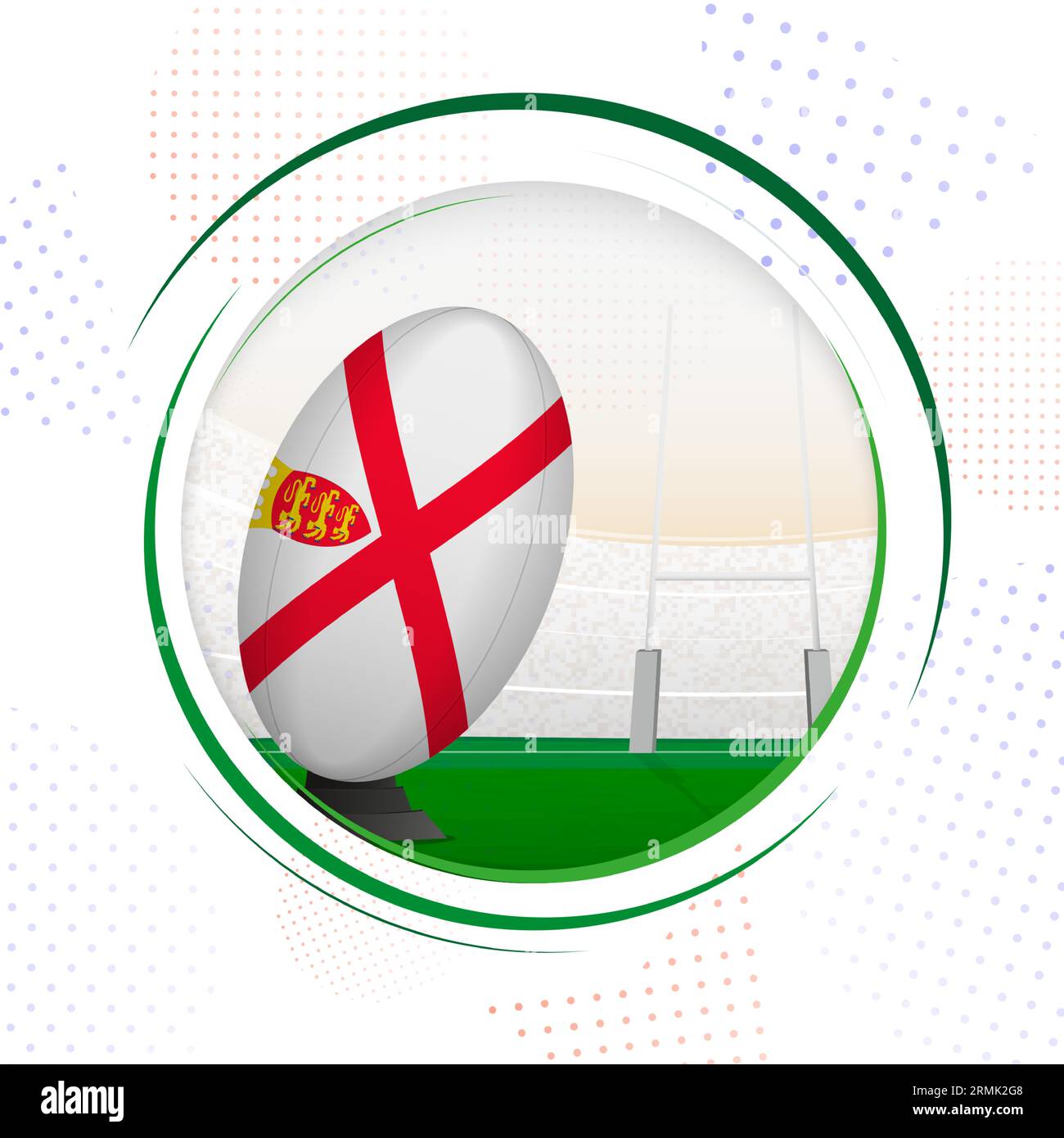 Flag of Jersey on rugby ball. Round rugby icon with flag of Jersey ...
